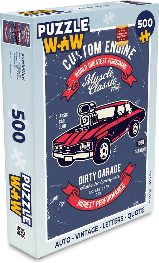 Puzzel Auto - Vintage - Letters - Quote - Legpuzzel - Puzzel 500 ...