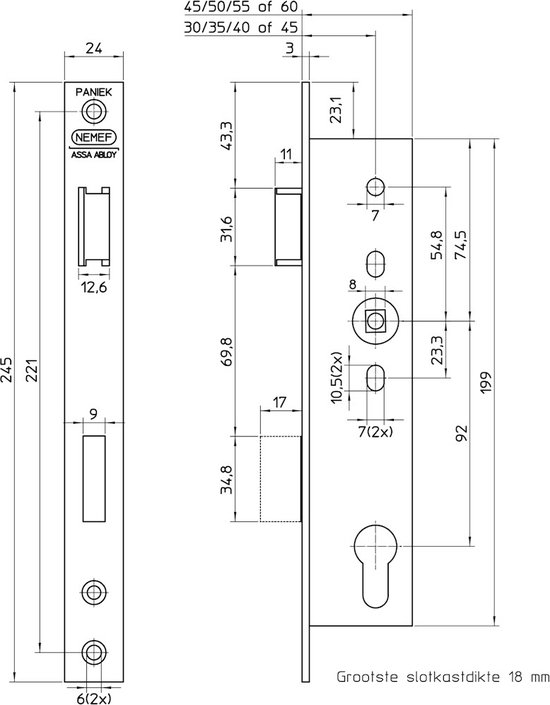 Nemef Paniekslot Smal 9672/07T - DM 30 - PC 92 - D1/2/3/4 | bol