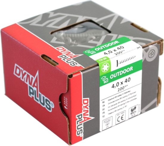 Dynaplus schroeven outdoor coating TORX TX-20 cilinderkop 4 x 40 mm 200 stuks | bol.com