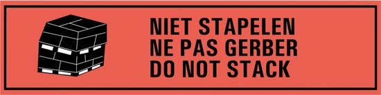 Niet stapelen 3-talig sticker, oranje zwart 300 x 75 mm | bol