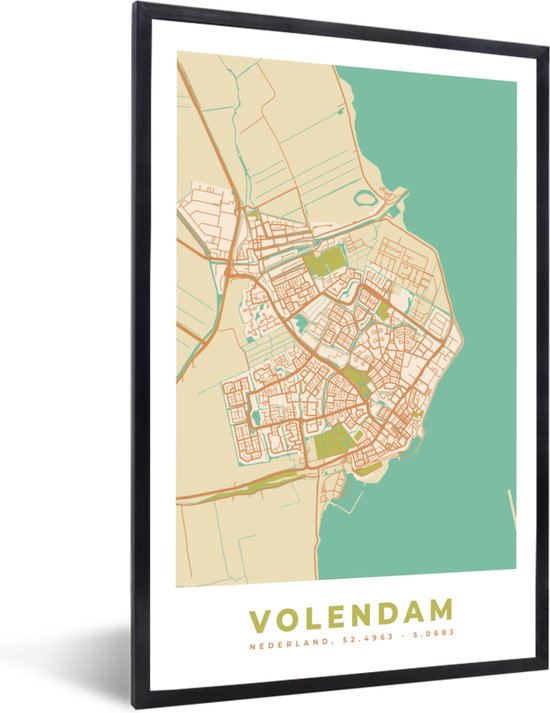 Fotolijst incl. Poster - Kaart - Plattegrond - Volendam - Stadskaart ...