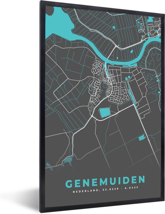 Fotolijst incl. Poster - Kaart - Genemuiden - Plattegrond - Stadskaart ...