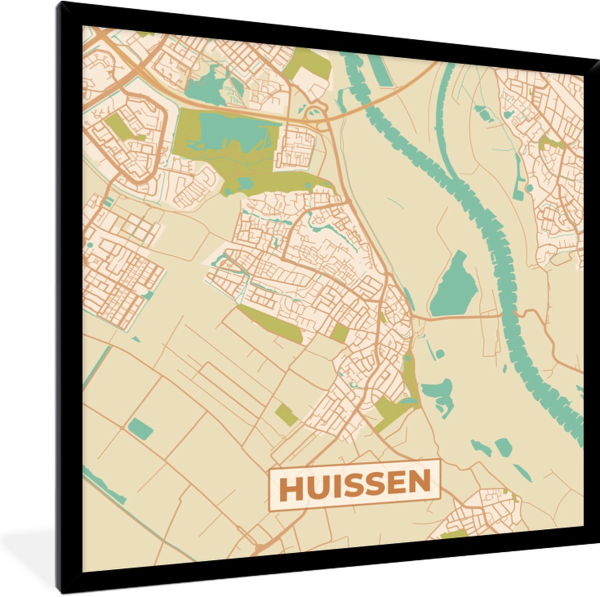 Fotolijst incl. Poster - Huissen - Plattegrond - Stadskaart - Kaart ...