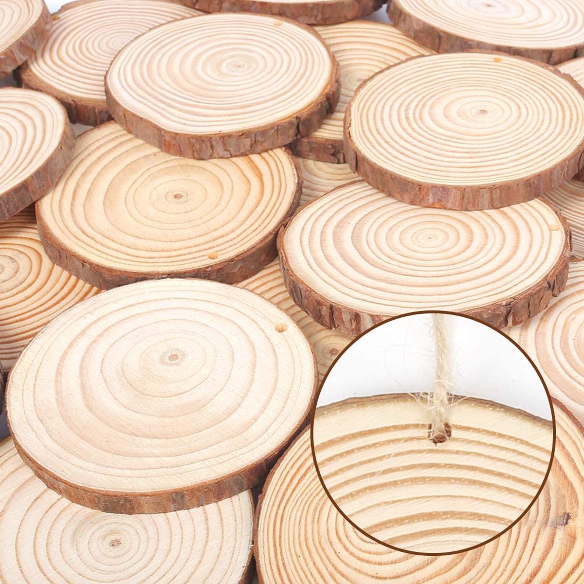 Houten schijven, 36 stuks. Houten schijven om te knutselen, 7-8 cm met ...