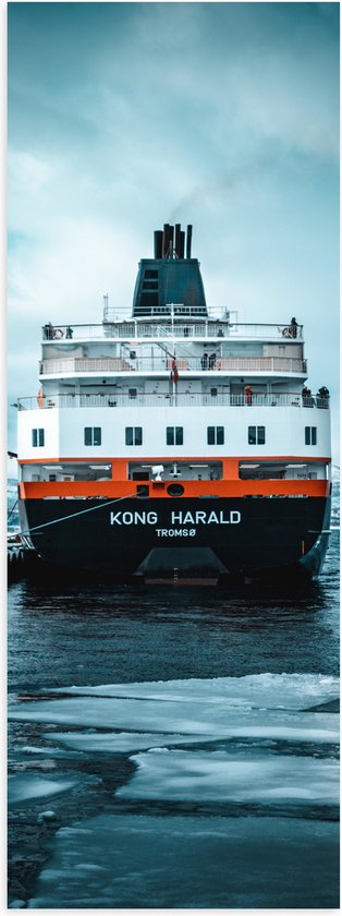 WallClassics - Poster (Mat) - Schip aanmerend in IJswater - 30x90 cm ...