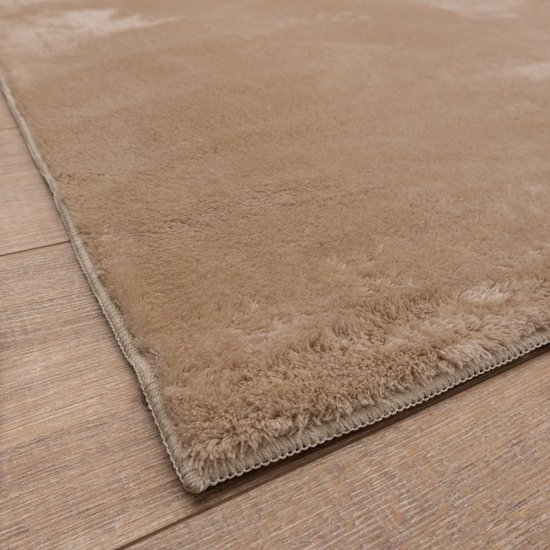 Beige Tapijt Wasbaar Laagpolig Vloerkleed met Anti Slip Koho Soft ...