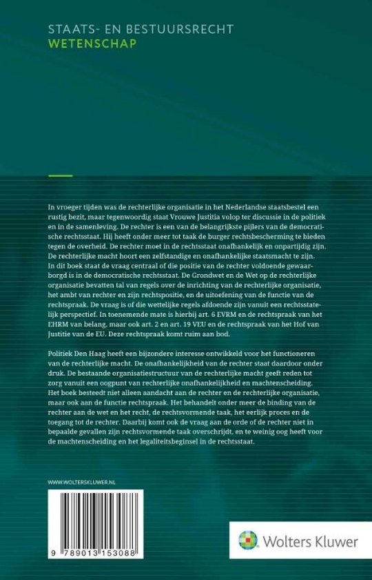 Rechter, rechterlijke organisatie en rechtspraak | 9789013153088 ...