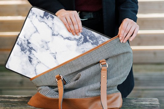 Laptophoes - Stenen - Marmer print look - Wit - Laptoptas - Laptop case ...