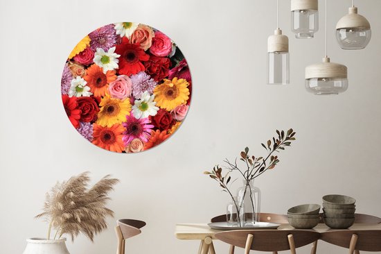 WallCircle - Muurstickers - Behangcirkel - Bloemen - Kleuren - Gerbera - Rozen -... | bol