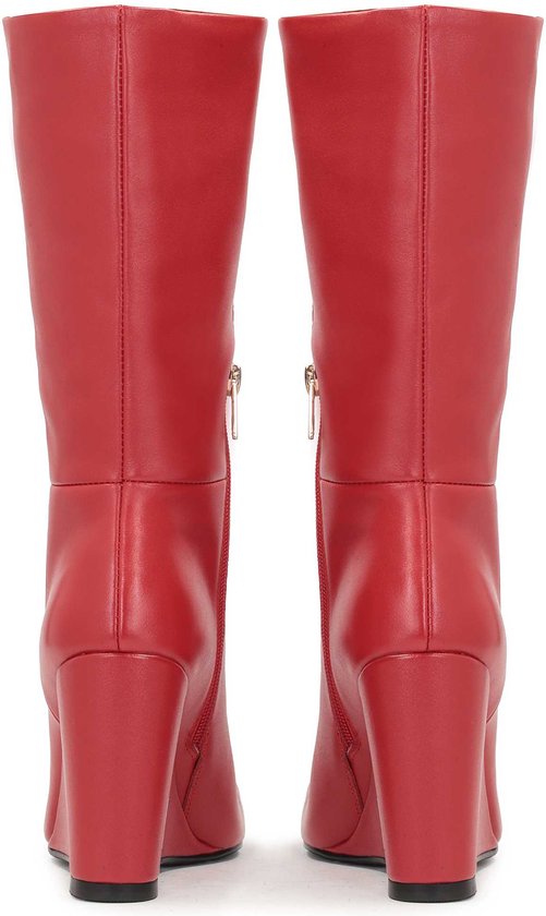 Rode leren laarzen met hoge hak | bol.com