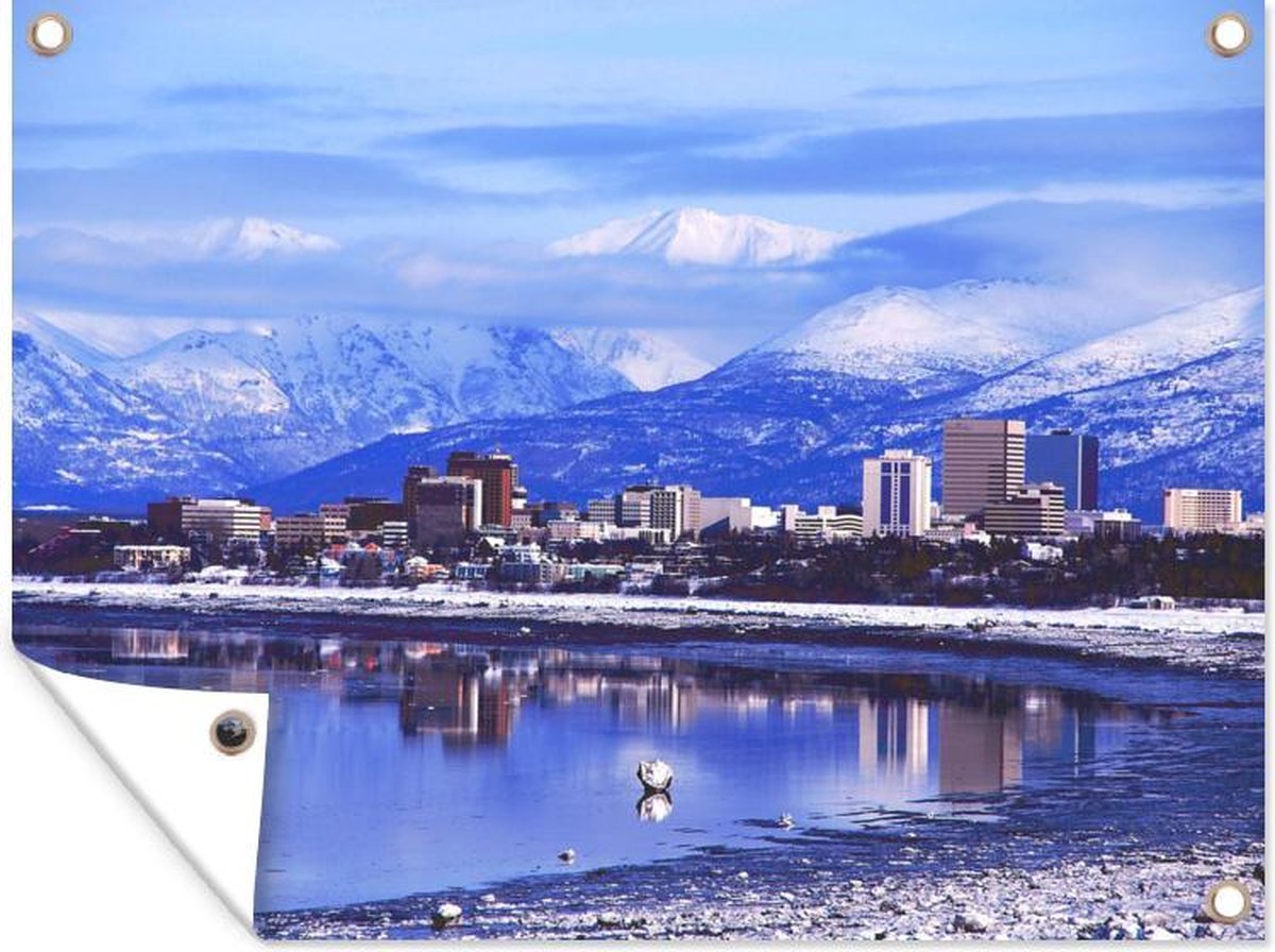 Muurdecoratie buiten Horizon van de binnenstad van Anchorage in het ...