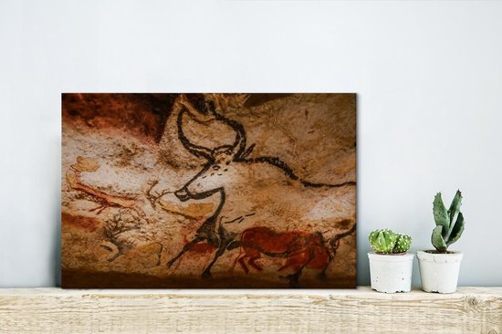 Canvas Schilderij Grottekeningen in de Grotten van Lascaux in Frankrijk ...