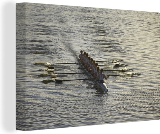 Canvas Schilderij Een groep roeiers aan het trainen - 140x90 cm ...