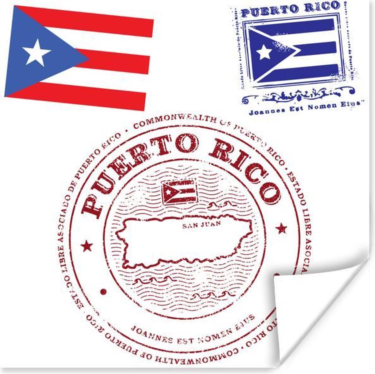 Une illustration du timbre drapeau et un timbre-poste de Porto Rico ...