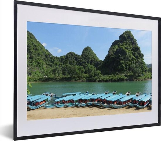 Fotolijst incl. Poster - Boten aan het water in het nationaal park Bạch ...