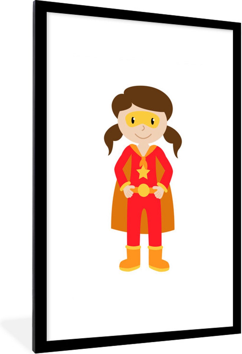 Fotolijst incl. Poster - tekening van een kind als superheld in een ...