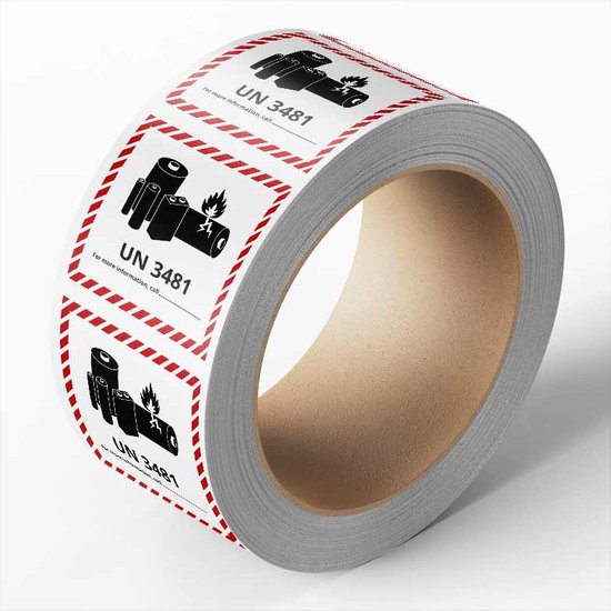 UN3481 sticker op rol met telefoonnummer 100 x 100 mm - 215 per rol | bol