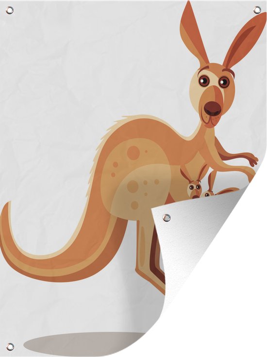 Tuinschilderij Kangoeroes - Dieren - Wit - 60x80 cm - Tuinposter - Tuindoek - Buitenposter | bol