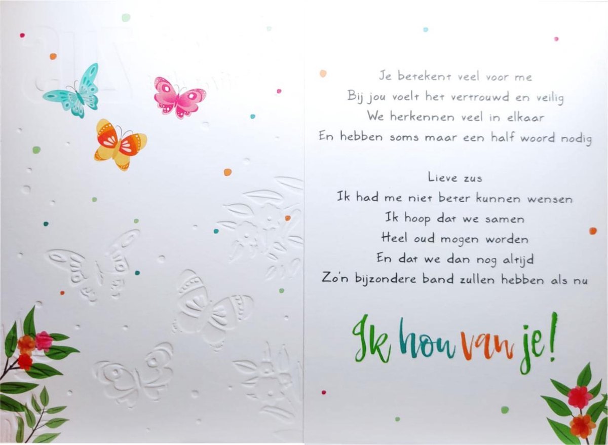 Kaart - Intense - Lieve leuke bijzondere zus - TE037-D | bol.com