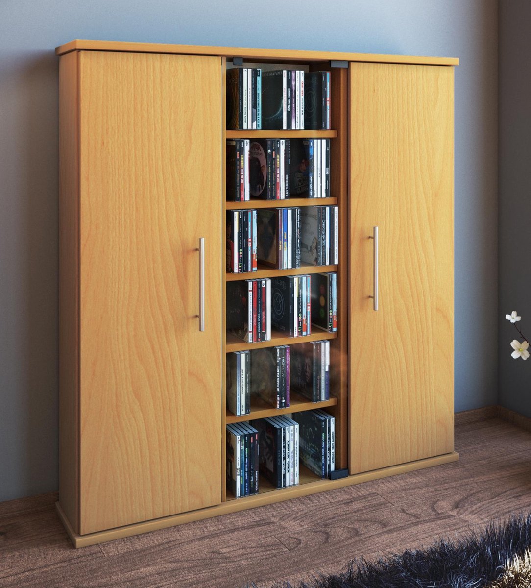 CD DVD rek - Kast Santo met Deuren - Beuken | bol.com