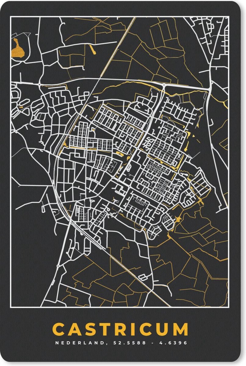 Plattegrond - Castricum - Goud - Zwart - Stadskaart | bol.com