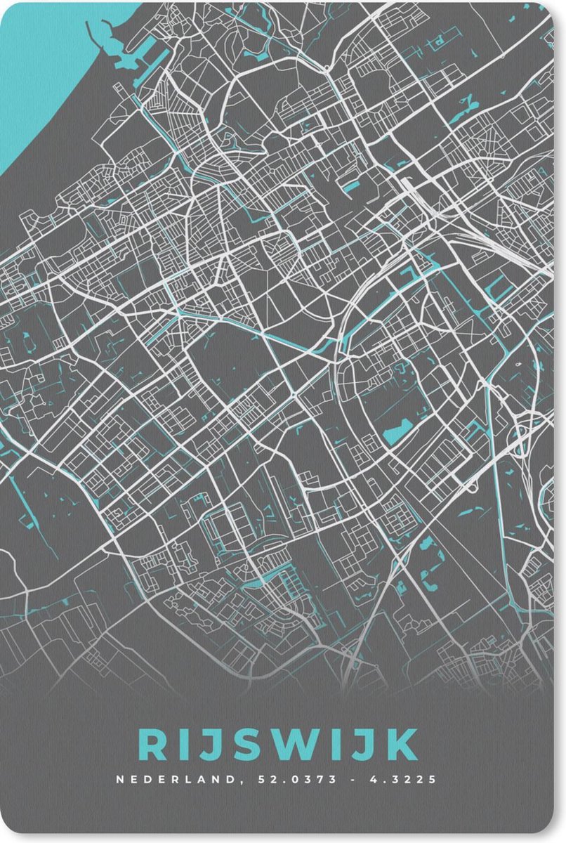 Plattegrond - Rijswijk - Grijs - Blauw - Stadskaart | bol.com