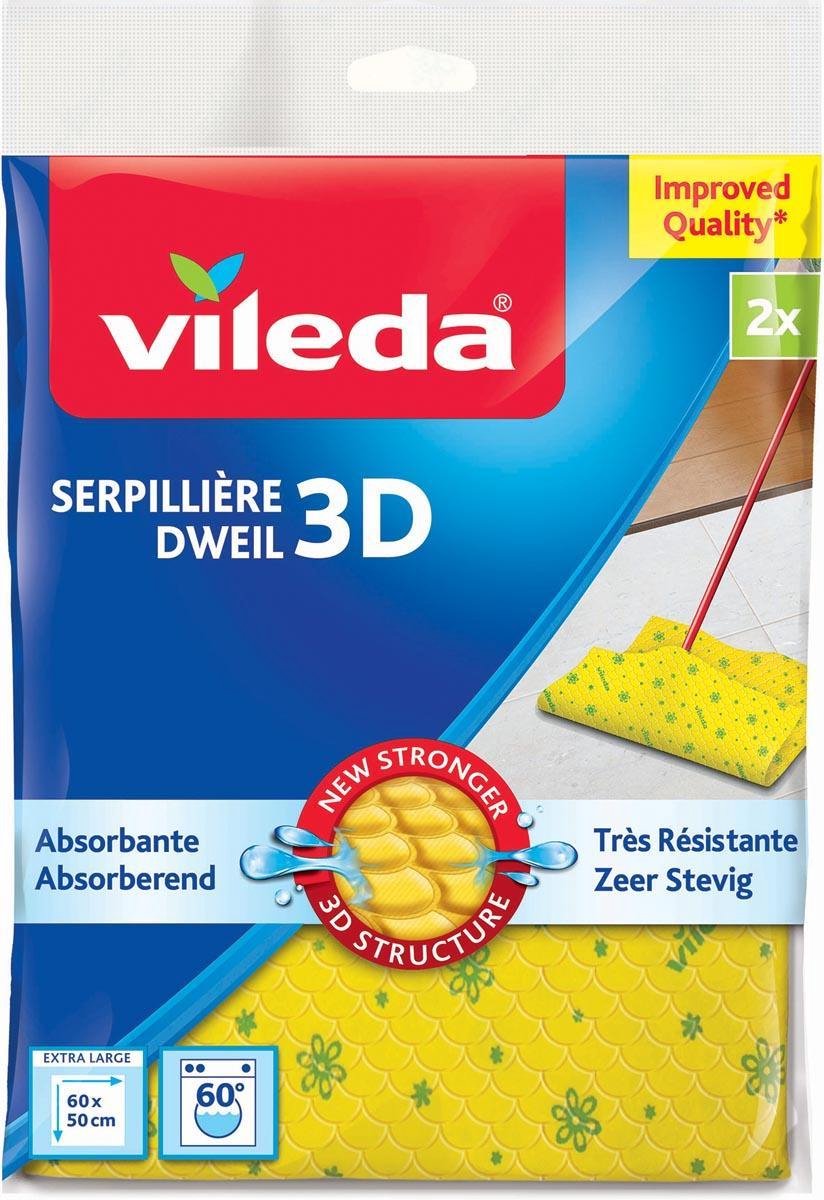 Vileda dweil 3D structuur, geel, pak met 2 stuks | bol