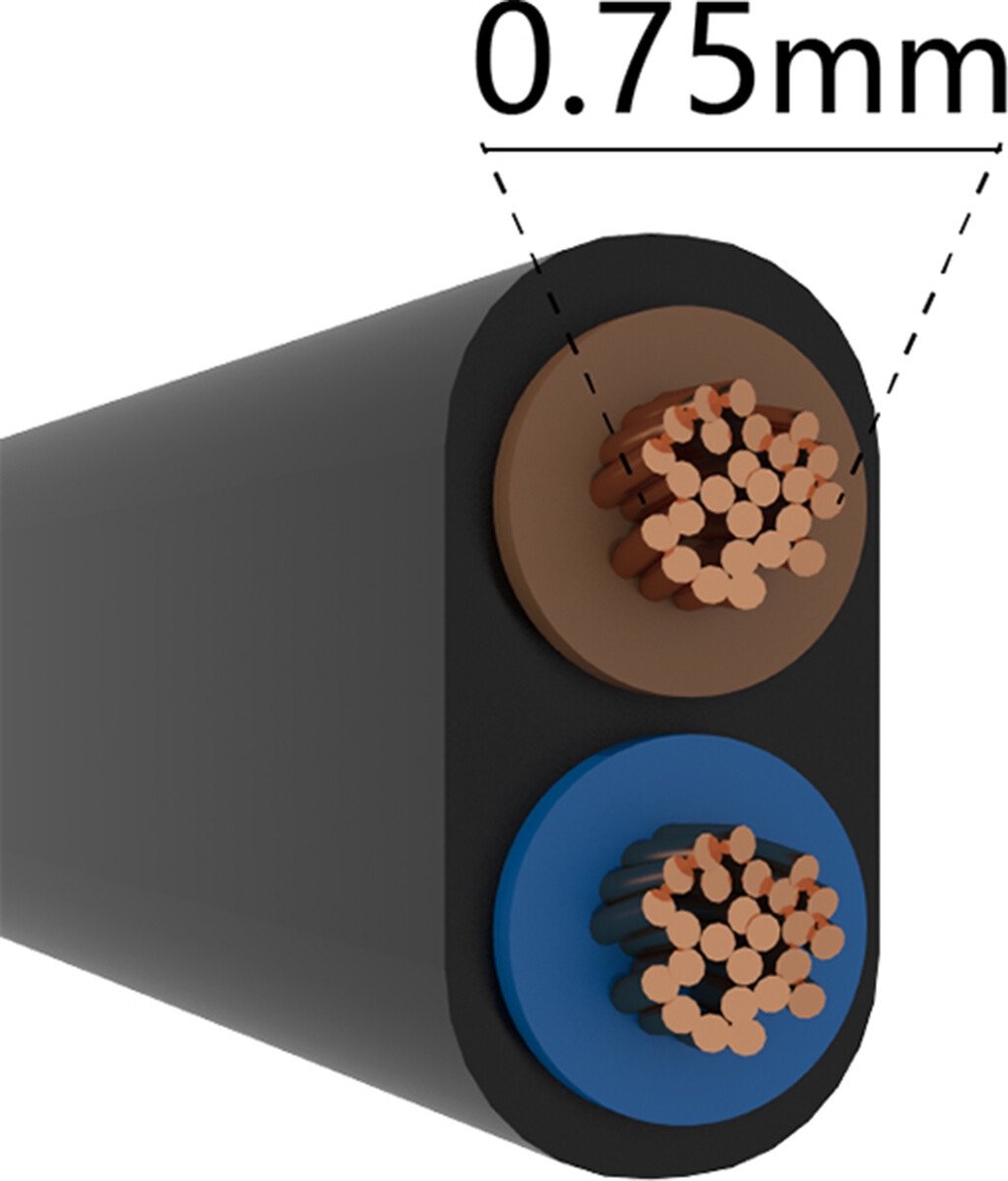 Stroomkabel - 2x0.75mm - 2 Aderig - 5 Meter - Zwart - BES LED | bol.com