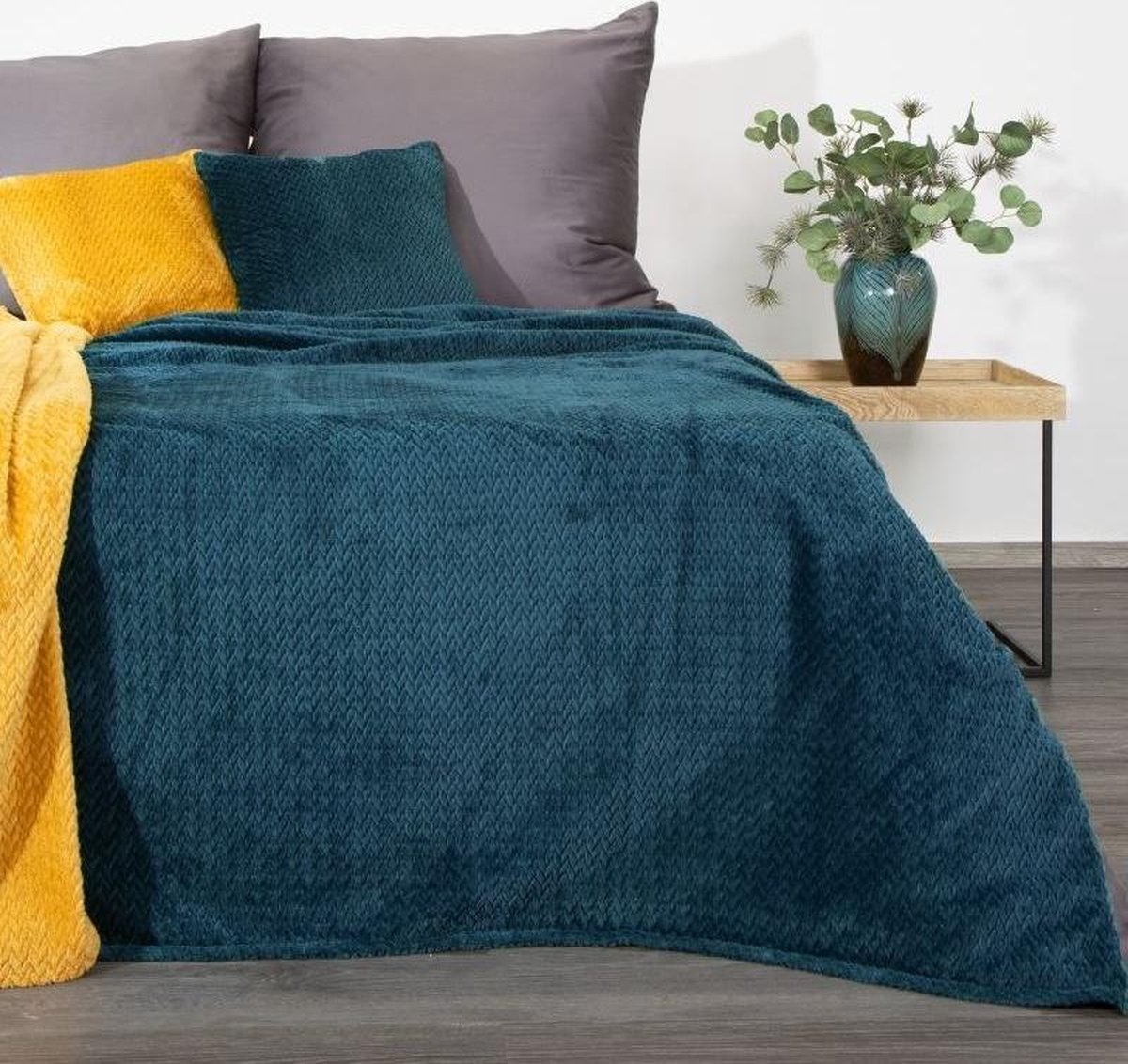 Luxe bed_deken_Brulo_Polyester_sprei_200x220 cm_Gewicht-250 GSM__blauw ...