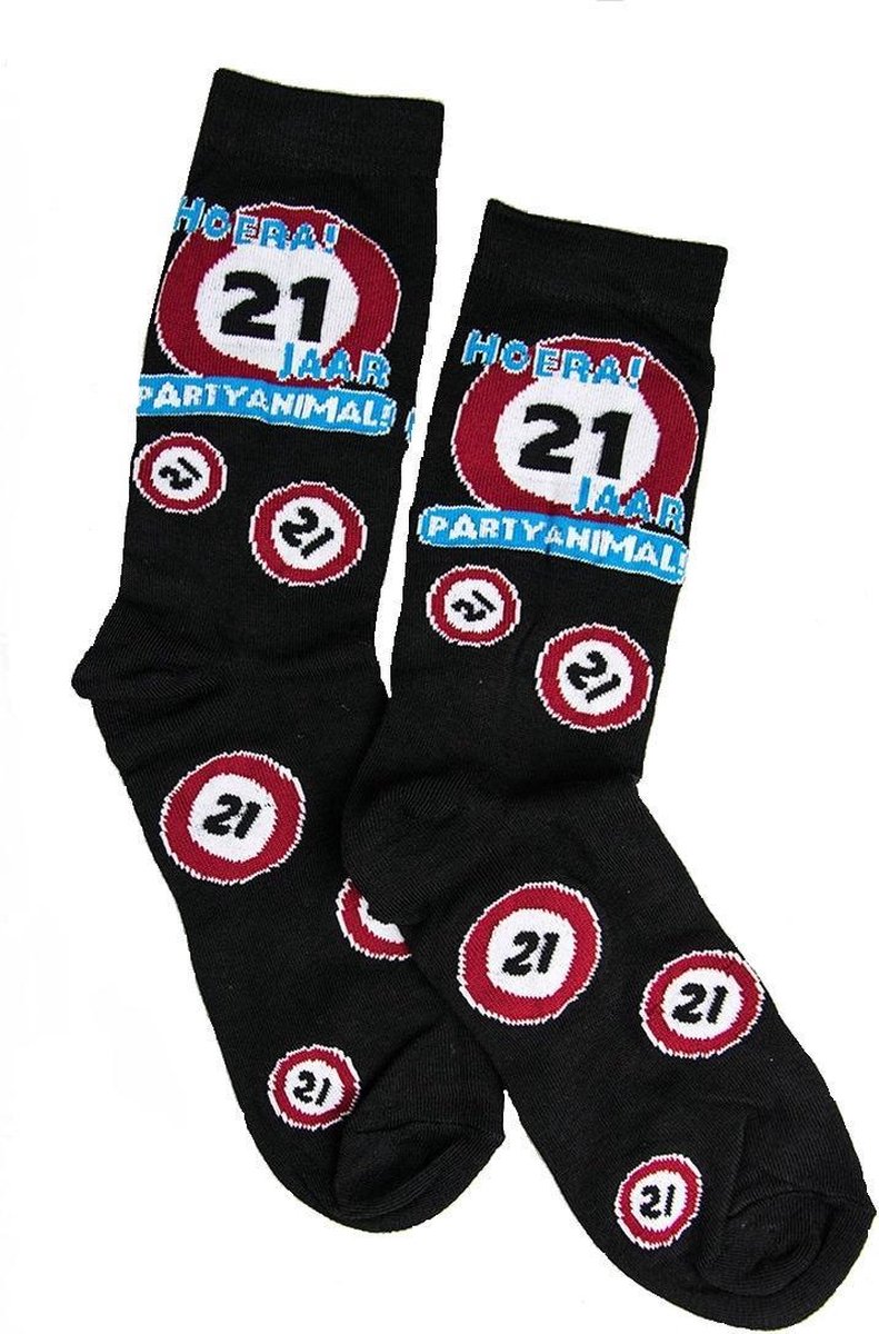 Sokken cadeau verkeersbord 21 jaar - 21e verjaardag - verjaardagssokken ...