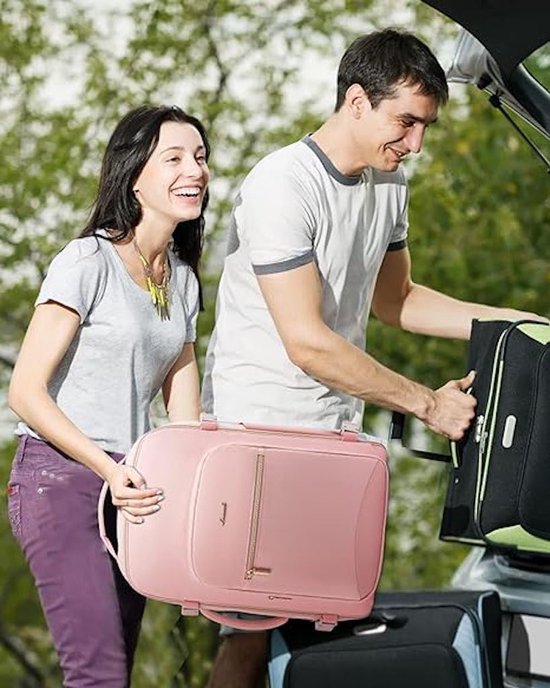 4-delige Reisrugtas rugzak handbagage Roze - 17 inch laptoptas, met 1 ...