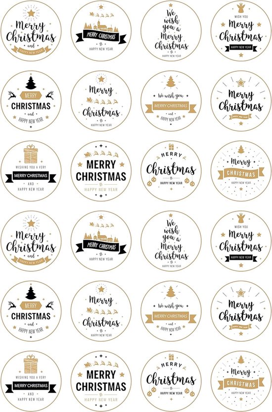 48 mooie premium kerststickers rond 4 cm diameter. Stickers verpakking ...