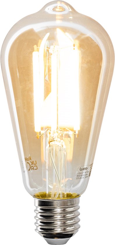 LUEDD Smart E27 LED lamp ST64 goud 7W 700 lm 1800-4000K | bol