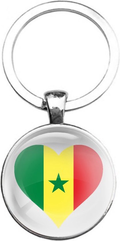 Sleutelhanger Glas - Hart Vlag Senegal | bol