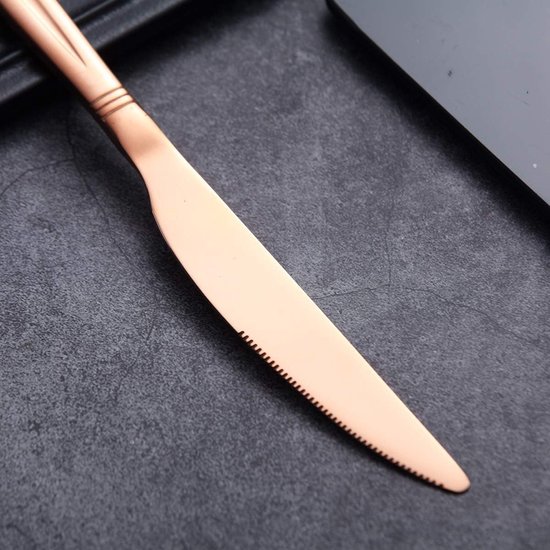 Bestekset van 24 stuks, titanium, roségoud verguld, roestvrij staal ...