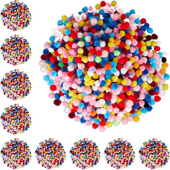 Relaxdays 10000 x Mini pompons - kleuren - knutsel pompons - decoratie ...