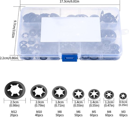 Starlock sluitringen, binnentand snelsluiting, borgring, assortiment ...
