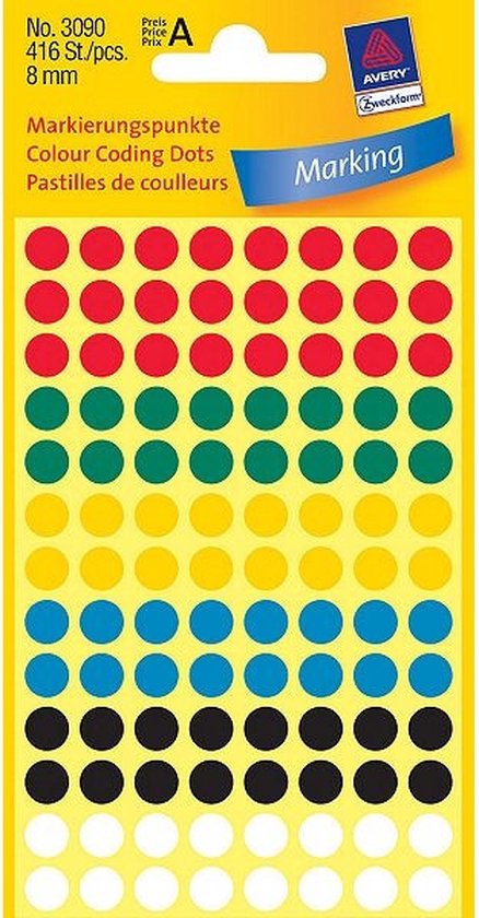 markeringsetiketten - markeringsstippen Ø 8 mm kleur - rood oranje ...