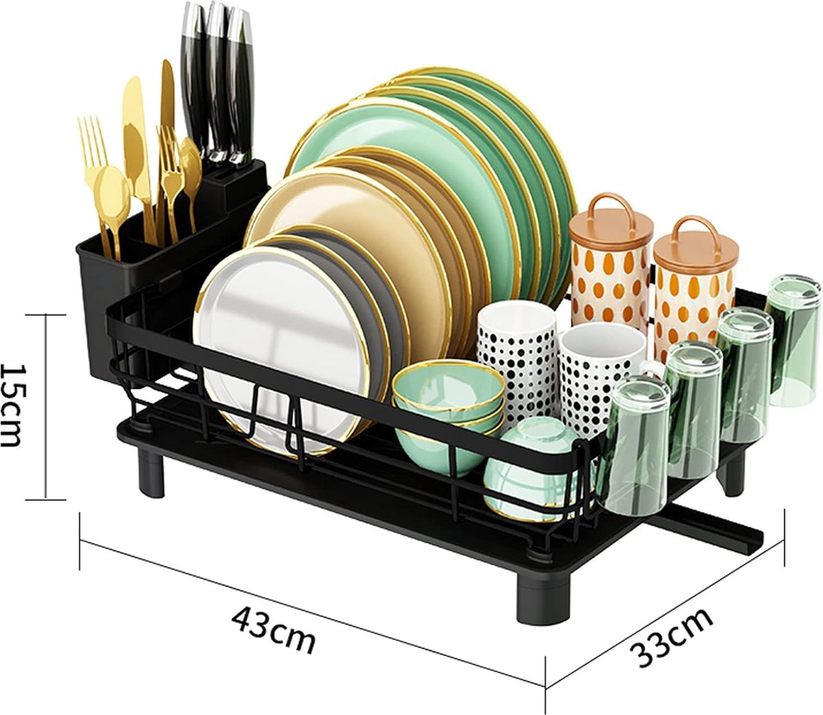 Afdruiprek, zwart, afdruiprek met afdruipbak, afdruiprek voor gootsteen ...