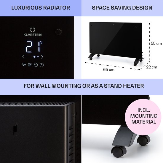Klarstein Bansin Crystal Smart Convectieverwarming Convector - 1500W - Temperatuur: 5... | bol