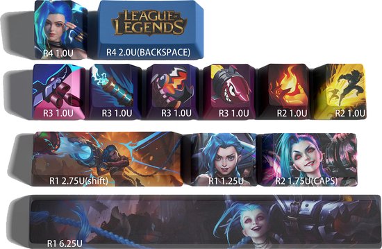 OEM Keycap League of Legend Jinx - 12 OEM keycaps - Cherry MX, Gateron ...