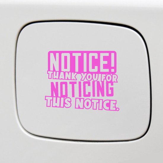 Bumpersticker - Thank You For Noticing This Notice - 14x11 - Roze | bol