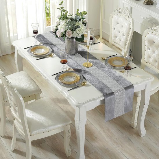 tafelloper 32 x 180 cm glitter tafelloper zilver diamant table runner ...