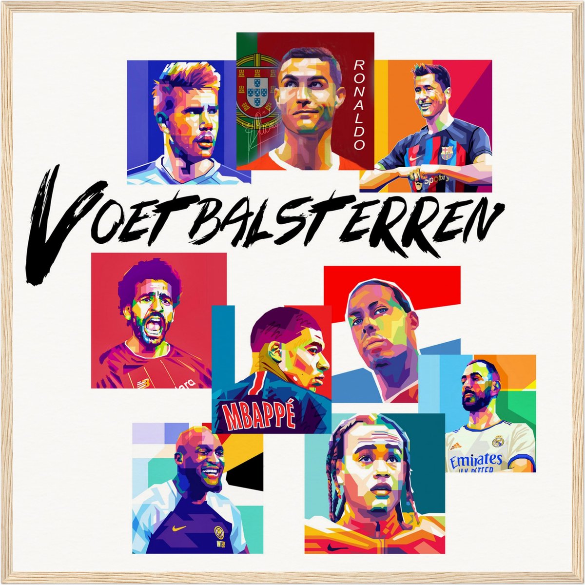 de bruyne ronaldo mbappe lewandowski simons van dijk voetbal poster ...