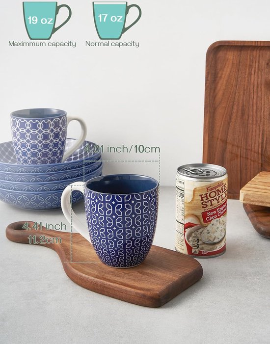 Koffiekopjes set, 6 x 560 ml koffiemokken, porselein, grote kopjes in ...