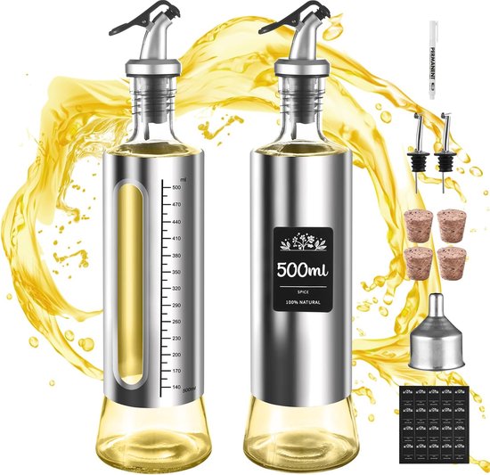 Vinegar en Olie Flessenset (500 ml), Olijfolie Fles met Maatschaal ...