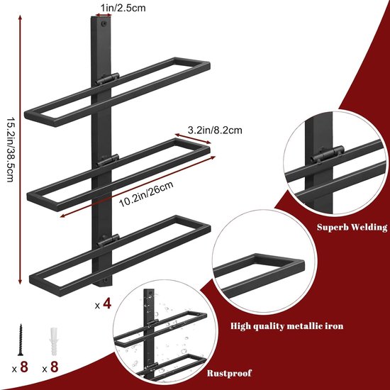 Muur wijnrek flessenrek - wijnrek hangend wandmontage wijnflessenrek | bol
