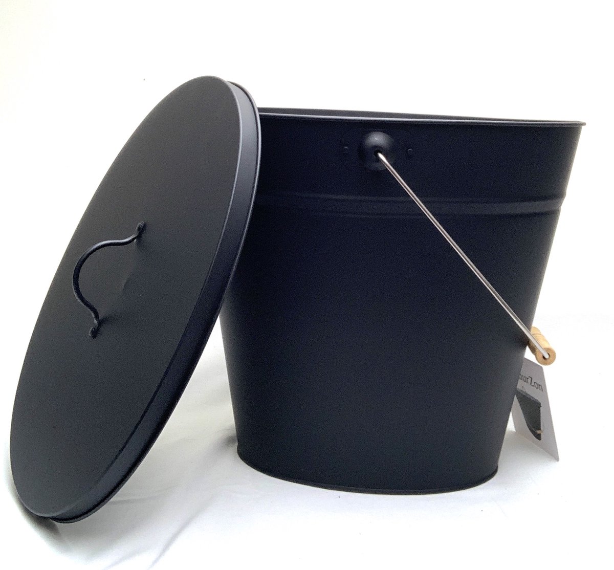 VuurZon asemmer met deksel zwart - pelletemmer - kolenemmer - 24 liter ...