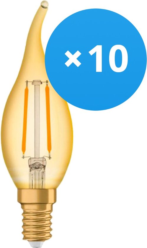 Voordeelpak 10x Ledvance Vintage 1906 LED E14 Kaars Goud 1.5W 120lm - 824 Zeer Warm... | bol