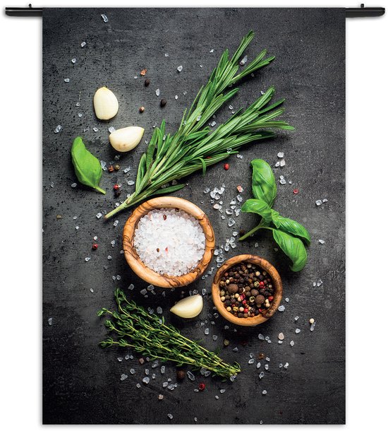 Velours Wandkleed Specerijen met Groen Rechthoek Verticaal XXL (250 X ...